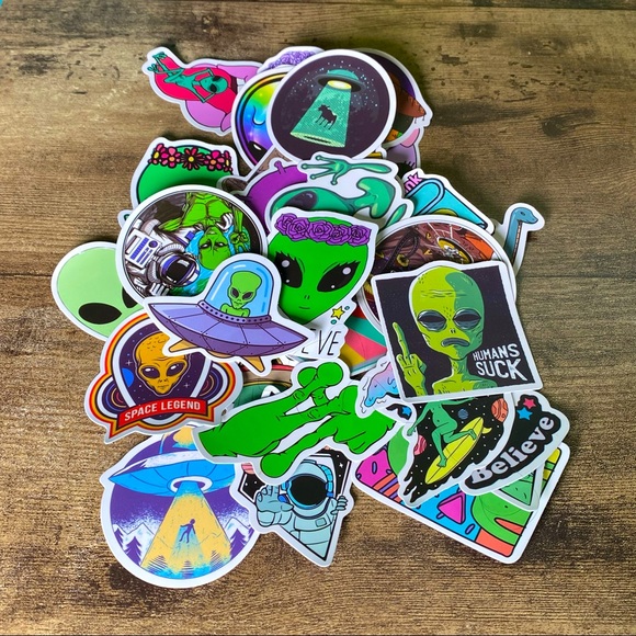 Art | 3 Alien And Ufo Stickers Paranormal Decals Vinyl Waterproof ...